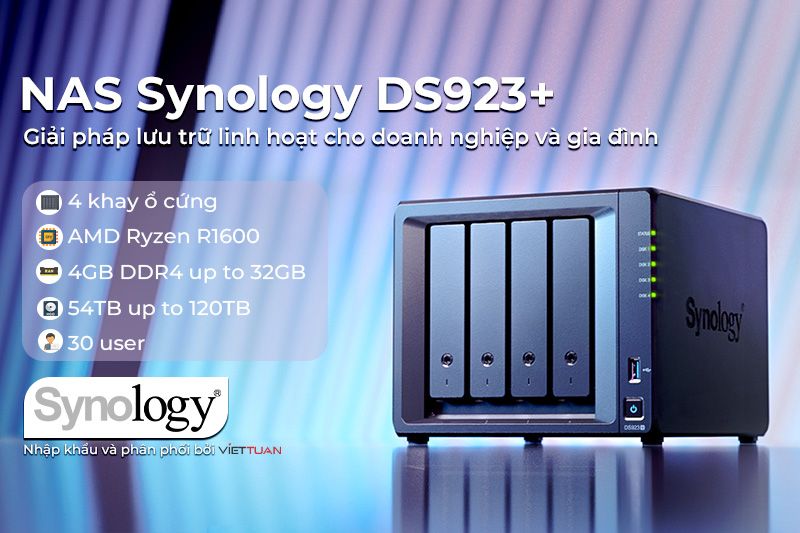 [viettuansvn] Thiết bị lưu trữ NAS Synology DS923+ DS923+được trang bị: