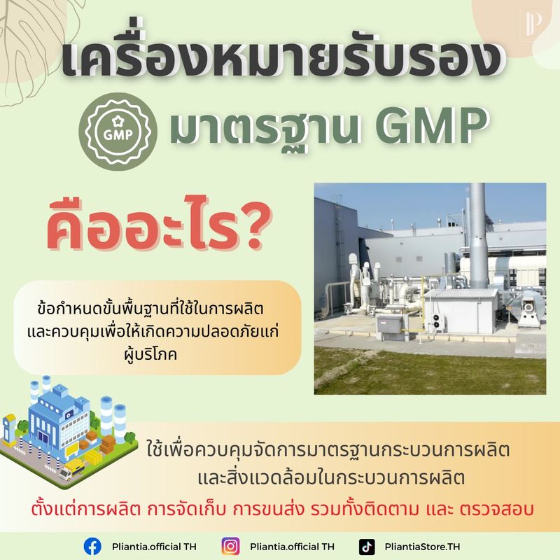 [Pliantia.official_th] เครื่องหมายรับรองมาตรฐานของโรงงาน GMP ย่อมาจาก ...