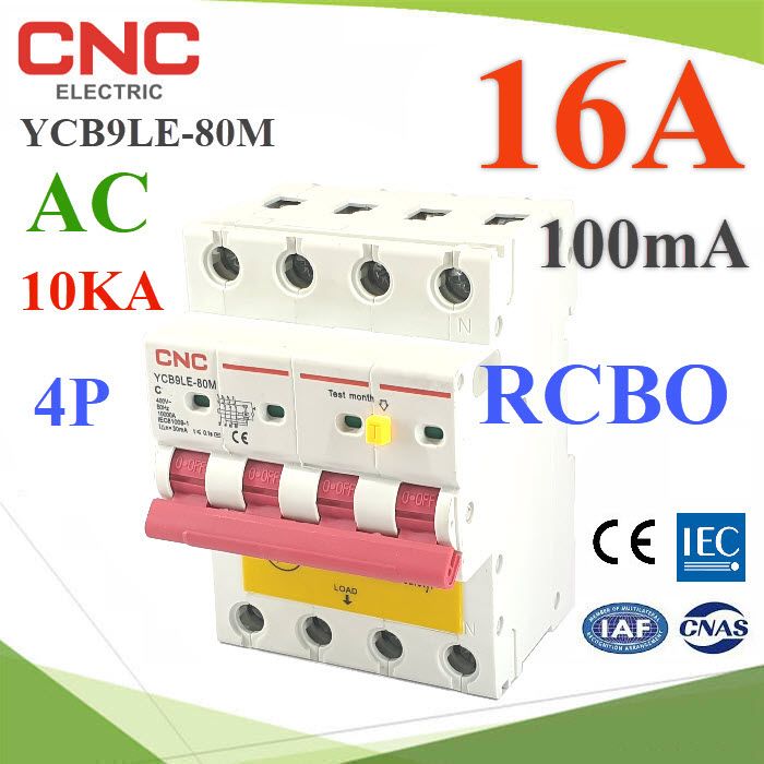 [Solar-Thailand] 16A 4P เบรกเกอร์กันดูด RCBO 100mA ตัดวงจรไฟฟ้า AC เมื่อมีไฟรั่ว ไฟกระแสเกิน CNC ...