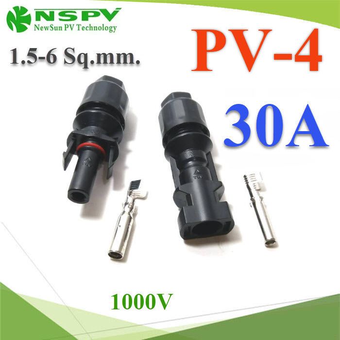 [Solar-Thailand] MC4 ข้อต่อสายไฟ PV-4 สำหรับสายไฟ PV1-F กันน้ำ IP67 30A 1.5-6 Sq.mm PV4-Connect ...