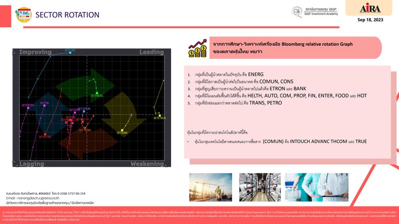 [AIRA SECURITIES] SECTOR ROTATION (18.09.2023) หุ้นในกลุ่มที่มาความน่าสนใจในสัปดาห์นี้คือ ...