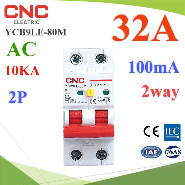 [Solar-Thailand] 32A 2P เบรกเกอร์กันดูด RCBO 100mA ตัดวงจรไฟฟ้า AC ON-Grid เมื่อมีไฟรั่ว RCBO-2P ...