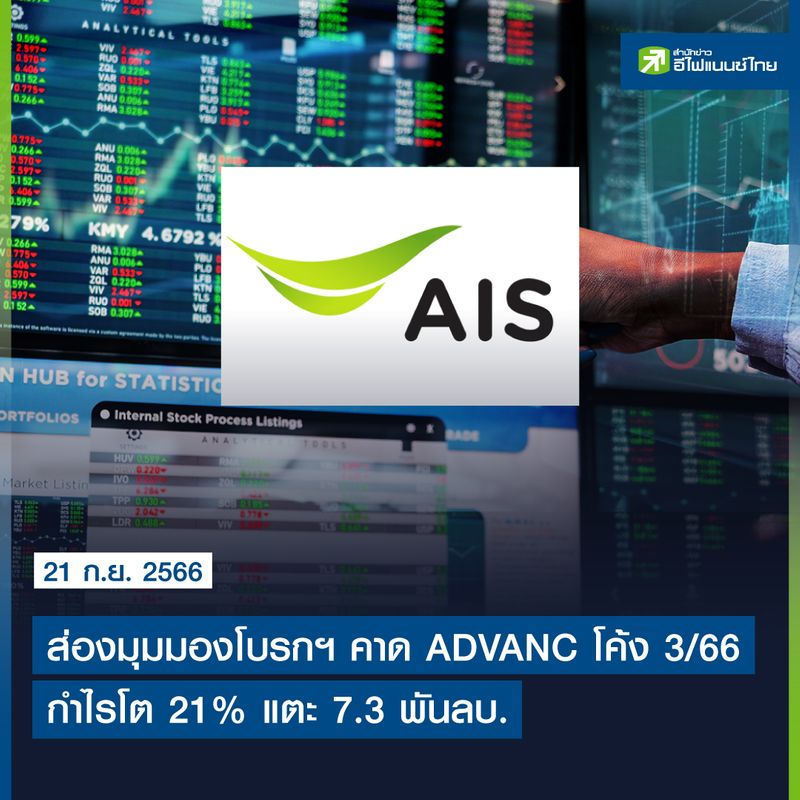 [efinanceThai - สำนักข่าวหุ้น และการลงทุน] ส่องมุมมองโบรกฯ คาด ADVANC โค้ง 3/66 กำไรโต 21% แตะ 7 ...