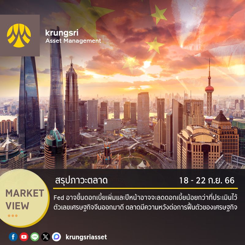 [Krungsri Asset Management] สรุปภาวะตลาดสัปดาห์ที่ 18 - 22 ก.ย. 2566 🌐 Fed อาจขึ้นดอกเบี้ยเพิ่ม ...