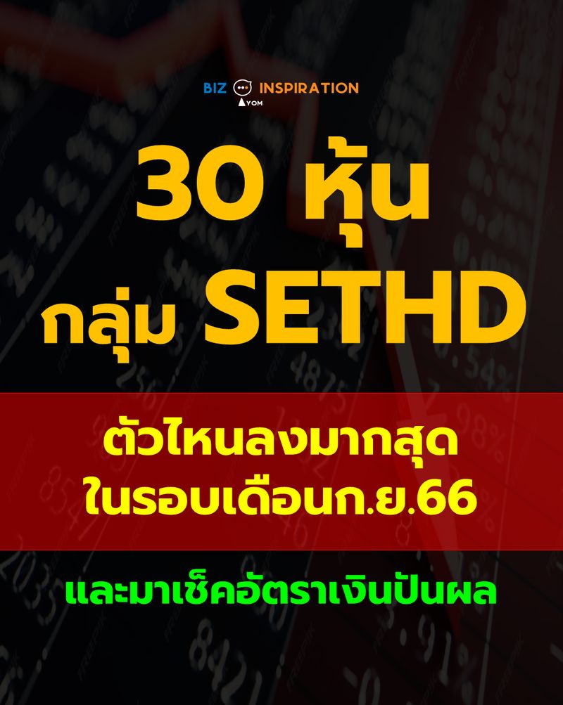 [iyom Biz Inspiration] 30 หุ้นกลุ่ม Sethd ตัวไหนลงมากสุด ในรอบเดือน