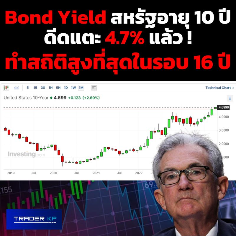 [ทันโลกกับ Trader KP] Bond Yield สหรัฐอายุ 10 ปี ดีดแตะ 4.7% แล้ว ! ทำสถิติสูงที่สุดในรอบ 16 ปี ...