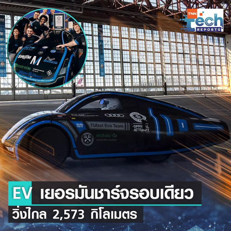 [TNN ONLINE] ตำนานใหม่! EVสัญชาติเยอรมันชาร์จครั้งเดียววิ่งไกล 2,573 ก.ม.ทุบสถิติโลก|TNN Tech ...