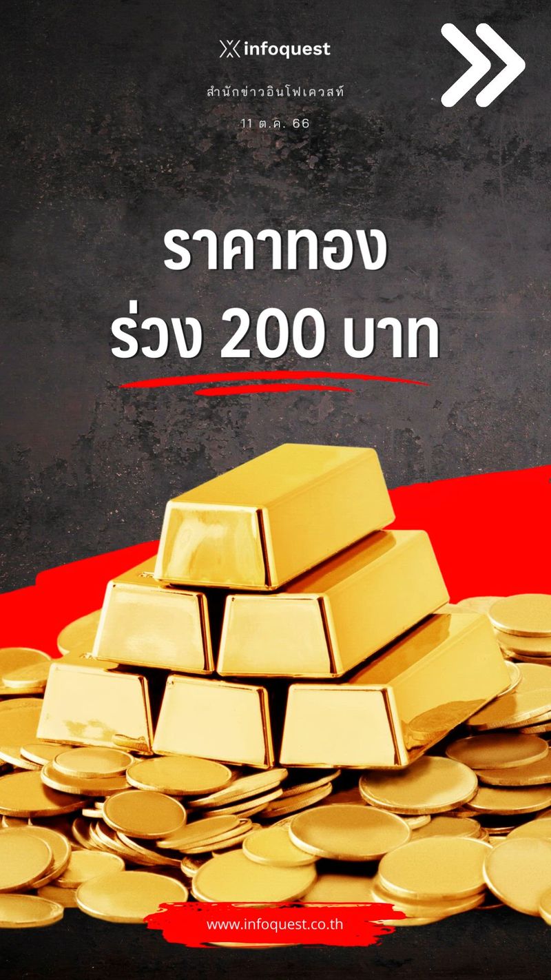 [InfoQuestNews - สำนักข่าวอินโฟเควสท์] ราคาทองเช้านี้ปรับลดลง รวม 200 บาท รับแรงขายทำกำไร