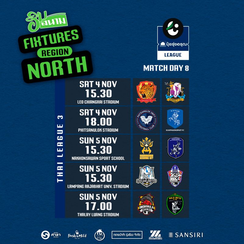 [Himsanam : ฮิมสนาม] 𝙏𝙝𝙖𝙞𝙡𝙚𝙖𝙜𝙪𝙚 𝟯 🟩🥁 โปรแกรม Matchday 8