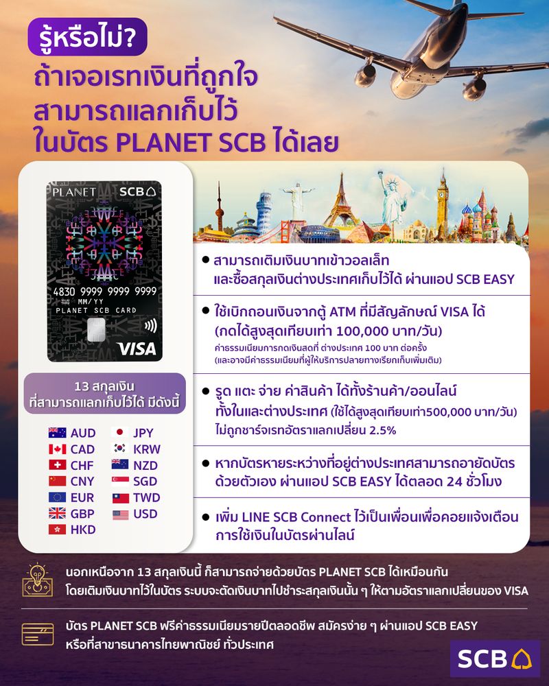 [SCB Thailand] ถ้าเจอเรทเงินที่ถูกใจ สามารถแลกเก็บไว้ในบัตร Planet SCB บัตร PLANET SCB มี 13 ...