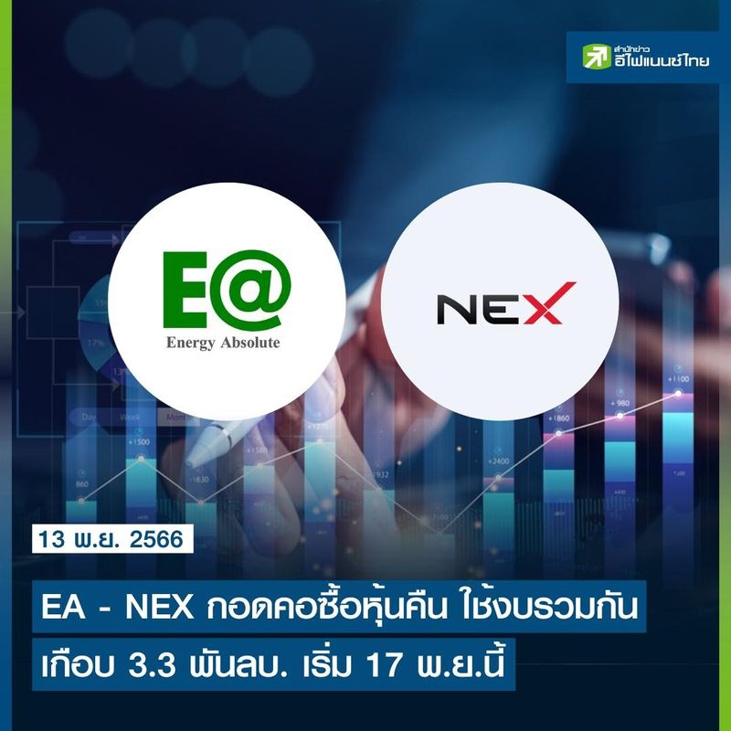 [efinanceThai - สำนักข่าวหุ้น และการลงทุน] EA - NEX กอดคอซื้อหุ้นคืน ใช้งบรวมกันเกือบ 3.3 พันลบ ...