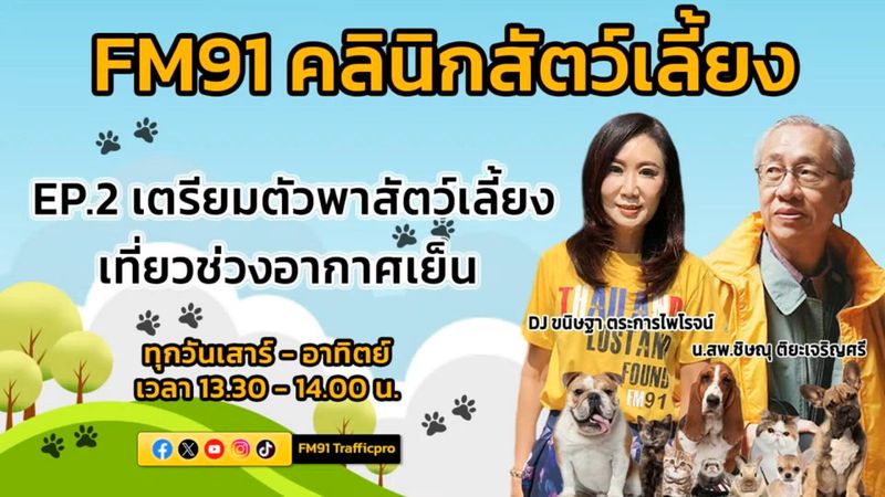 [FM91 Trafficpro] เตรียมตัวพาสัตว์เลี้ยงเที่ยวช่วงอากาศเย็น EP.2 : FM91 คลินิกสัตว์เลี้ยง ...