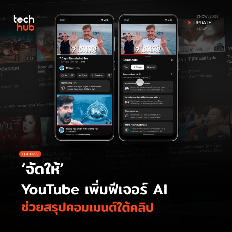[Techhub] YouTube ใช้ AI ช่วยสรุปคอมเมนต์ [มัดรวม] นอกจากคลิปวิดีโอแล้ว ส่วน 'คอมเมนต์' ก็ ...