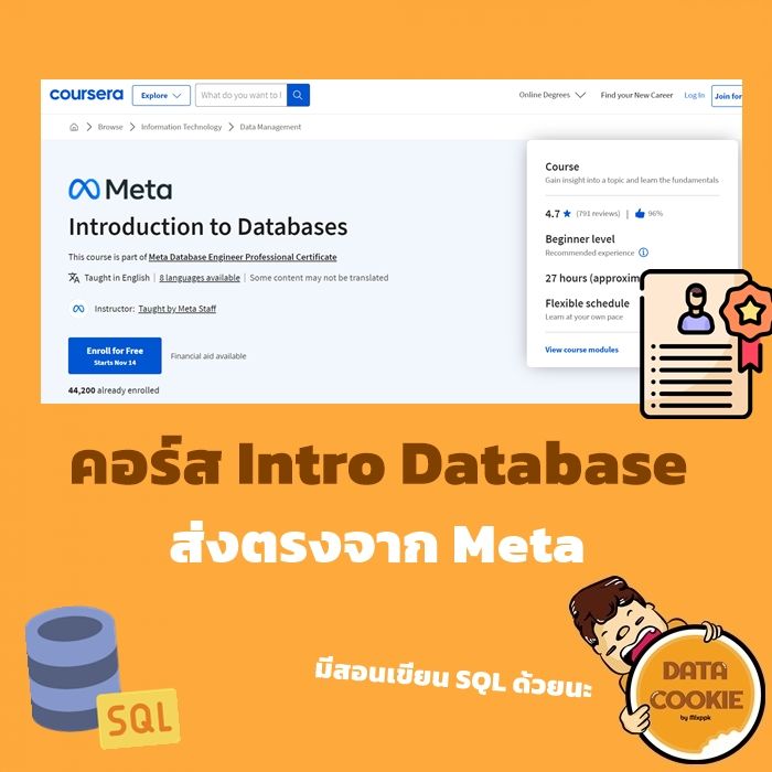 [Datacookie] คอร์สIntroDatabaseส่งตรงจากMeta 💻👨‍🏫 แอดคุ้กกี้🍪มีคอร์สสอน ...