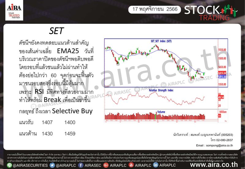 [AIRA SECURITIES] Stock Trading (17.11.2023) #SET ถึงเวลา Selective Buy