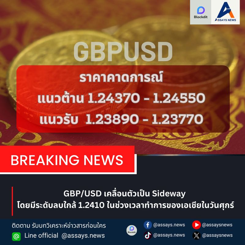 [Assays.news] GBP/USD เคลื่อนตัวเป็น Sideway โดยมีระดับลบใกล้ 1.2410 GBP/USD ยังคงอ่อนค่าลงอย่าง ...