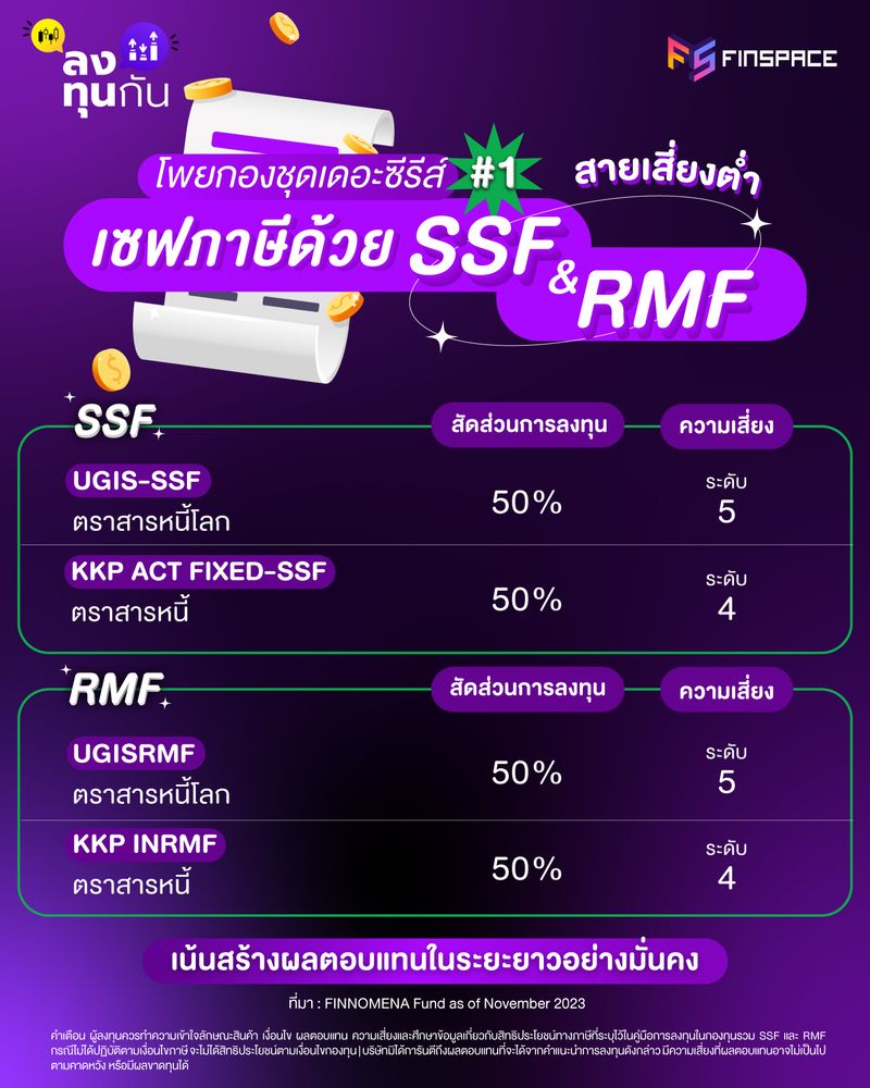 [FinSpace] โพยกองชุดเดอะซีรีส์ #1 เซฟภาษีด้วย SSF & RMF #สายเสี่ยงต่ำ #ลงทุนกัน l อยากซื้อกองทุน ...