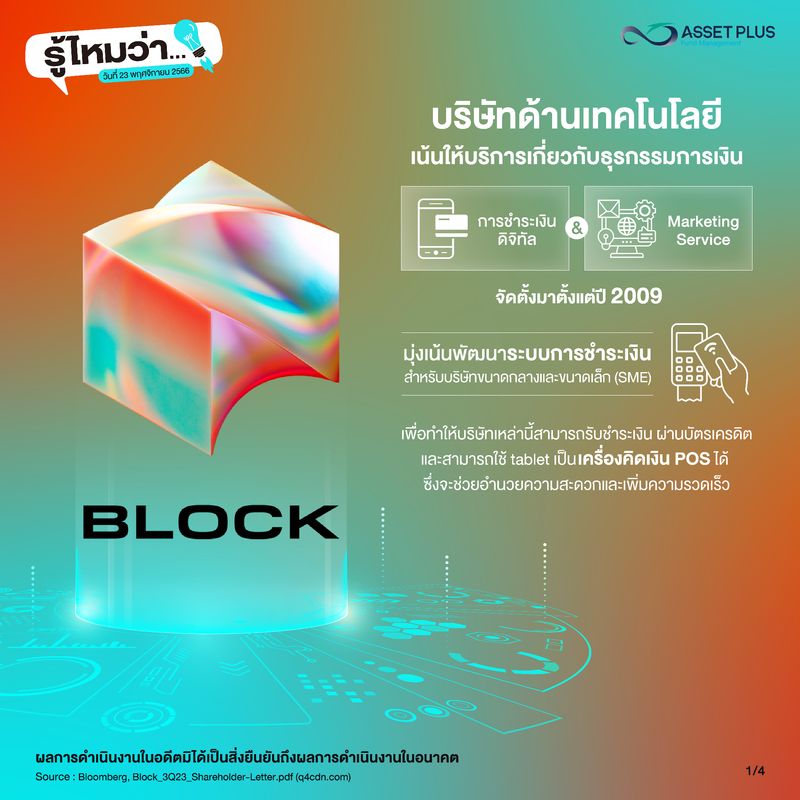 [Asset Plus Fund Management] รู้ไหมว่า? ⚙️ Block คือบริษัทด้านเทคโนโลยี ...