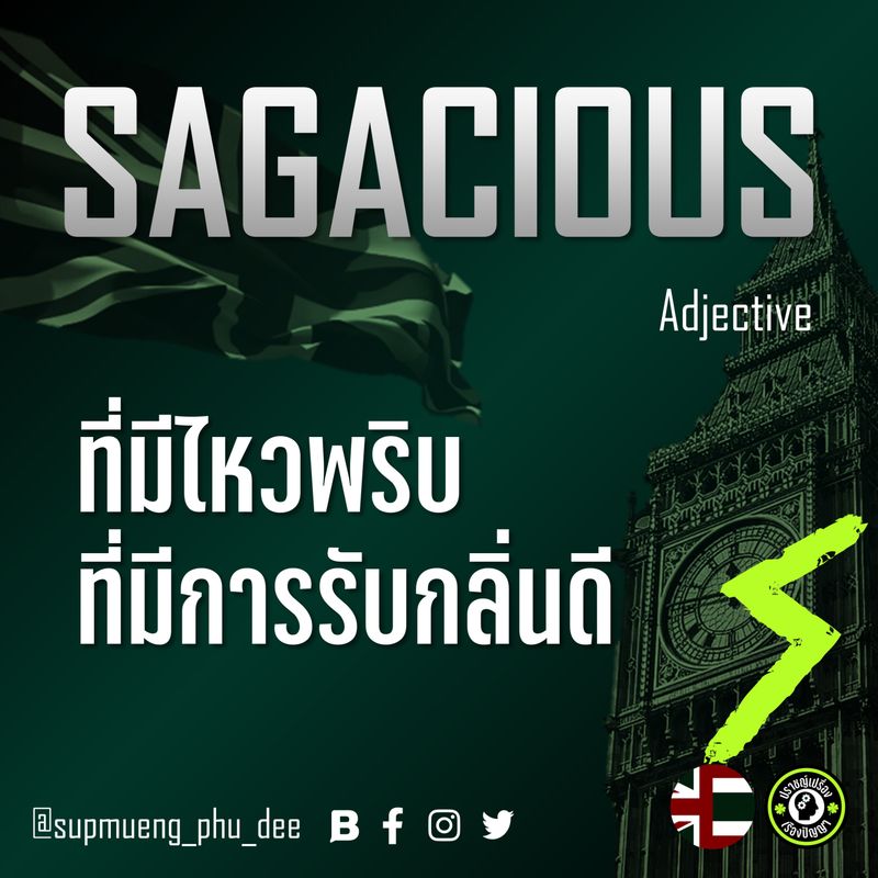 [Supmuengphudee] Sagacious (Adjective) Sagacious (Adjective) หมายถึง ...