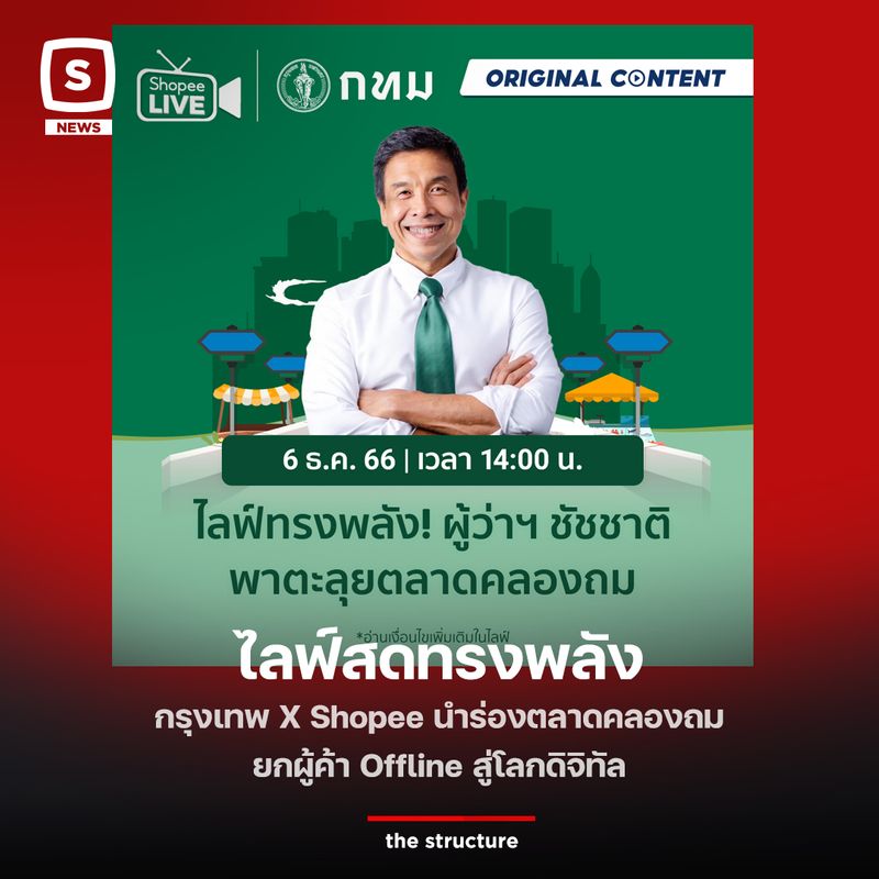 [The Structure] ไลฟ์สดทรงพลังกรุงเทพ X Shopee นำร่องตลาดคลองถมยกผู้ค้า ...