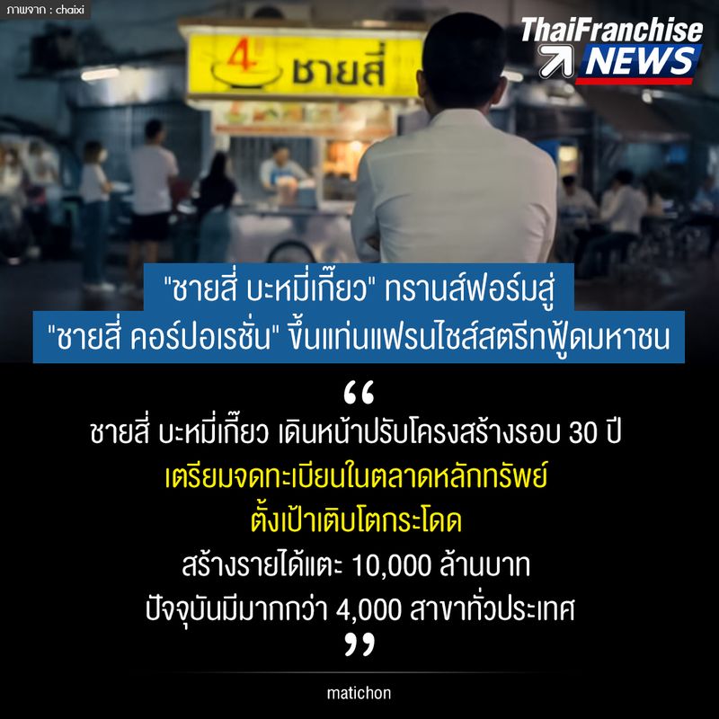 [ThaiFranchiseCenter] "ชายสี่ บะหมี่เกี๊ยว" ทรานส์ฟอร์มสู่ "ชายสี่ คอร์ปอเรชั่น" ขึ้นแท่น ...