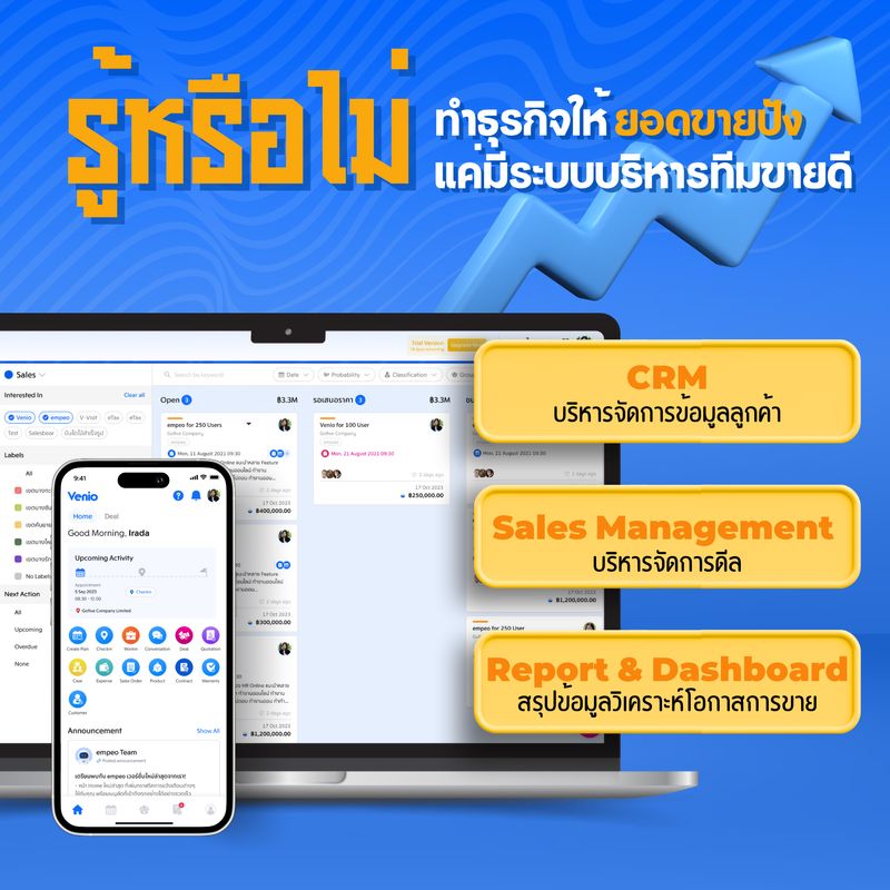 [Venio CRM] รู้หรือไม่‼ ทำธุรกิจให้ "ยอดขายปัง" แค่มีระบบบริหารทีมขายดี 👍 . 💙Venio Sales CRM 👉 ...