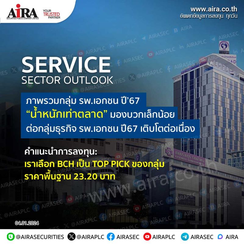 [AIRA SECURITIES] SERVICE SECTOR OUTLOOK 2024 (04.01.2024) ภาพรวมกลุ่ม ...