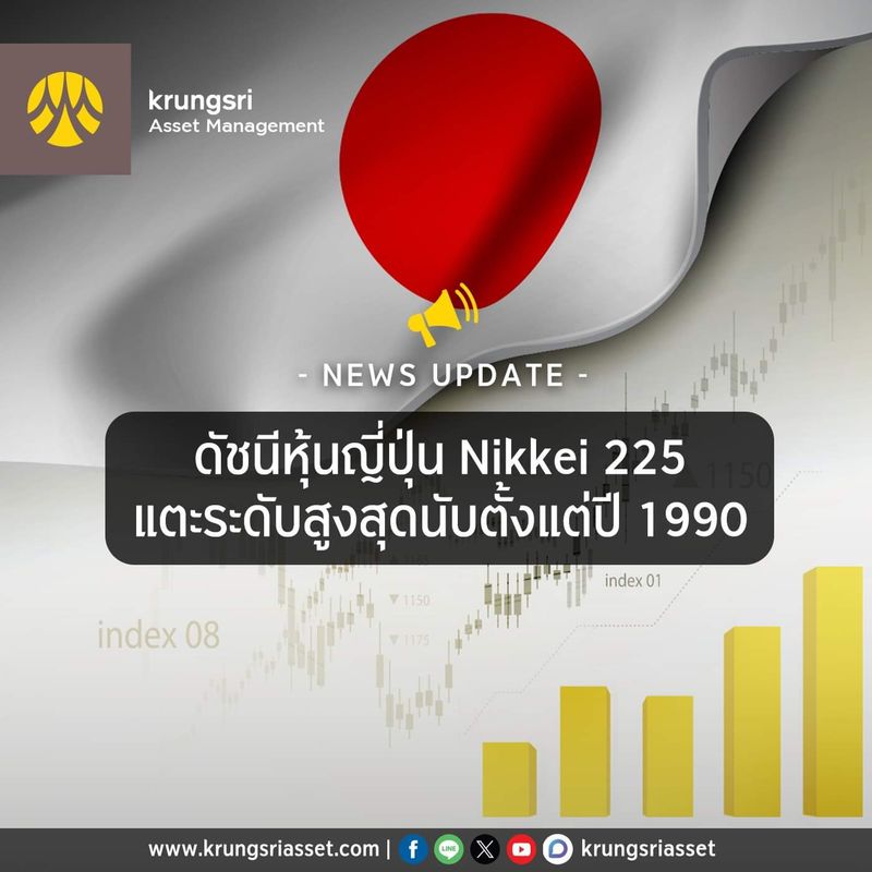 [Krungsri Asset Management] ดัชนีหุ้นญี่ปุ่น Nikkei 225 แตะระดับสูงสุดนับตั้งแต่ปี 1990 ดัชนี ...