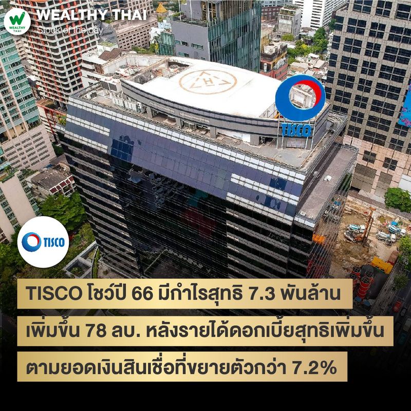 [Wealthy Thai] TISCO โชว์ปี 66 มีกำไรสุทธิ 7.3 พันล้าน เพิ่มขึ้น 78 ลบ. หลังรายได้ดอกเบี้ยสุทธิ ...