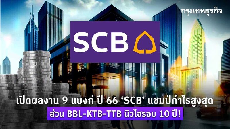 [กรุงเทพธุรกิจ] เปิดกำไร 9 แบงก์ปี 66 ‘SCB’แชมป์ กำไรสูงสุด 4.3 หมื่นล้านบาท อันดับสอง KBANK ...