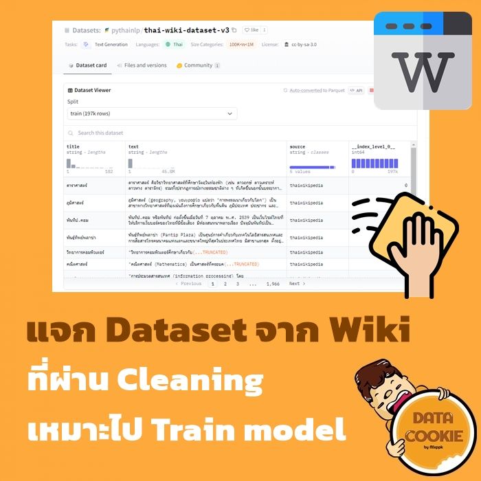 [Datacookie] แจกDataSetจากWikiที่ผ่านCleainingเหมาะไปTrainModel 😉 แอดคุ้กกี้🍪มีชุดข้อมูลการ ...