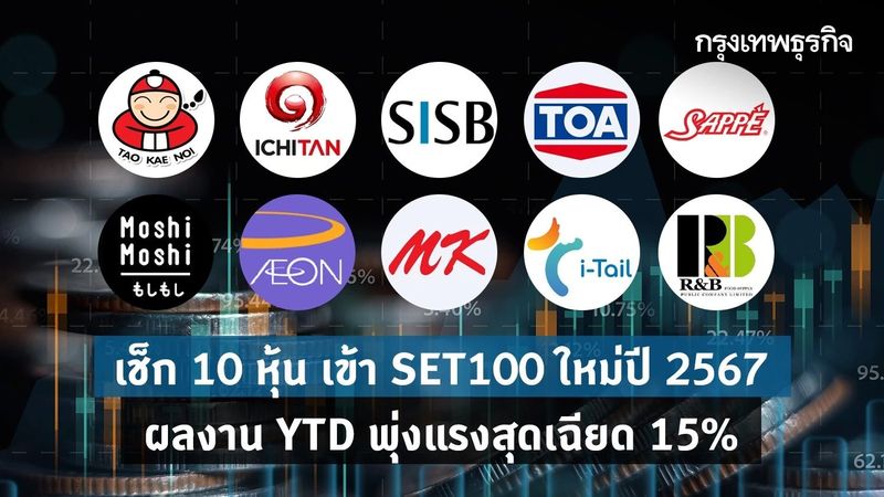 [กรุงเทพธุรกิจ] เช็ก 10 หุ้น เข้า SET100 ใหม่ปี 2567 ผลงาน YTD พุ่งแรงสุดเฉียด 15% 10 หุ้นเข้า ...