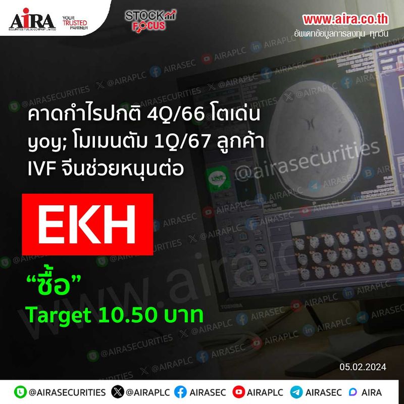 [AIRA SECURITIES] EKH : คาดกำไรปกติ 4Q/66 โตเด่น yoy; โมเมนตัม 1Q/67 ลูกค้า IVF จีนช่วยหนุนต่อ ...