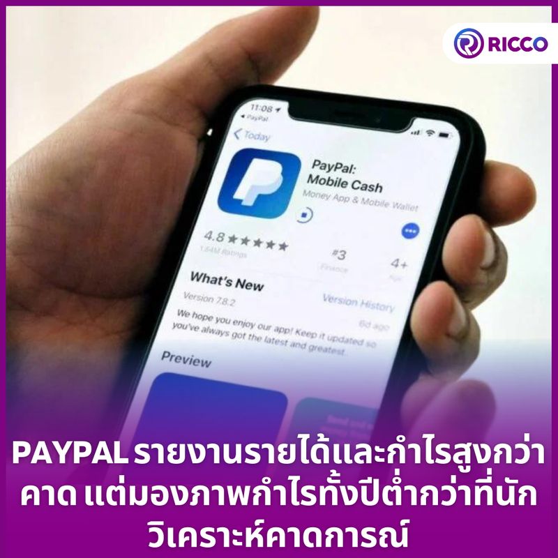 [Ricco Wealth] Paypal รายงานรายได้และกำไรสูงกว่าคาด แต่มองภาพกำไรทั้งปี ...