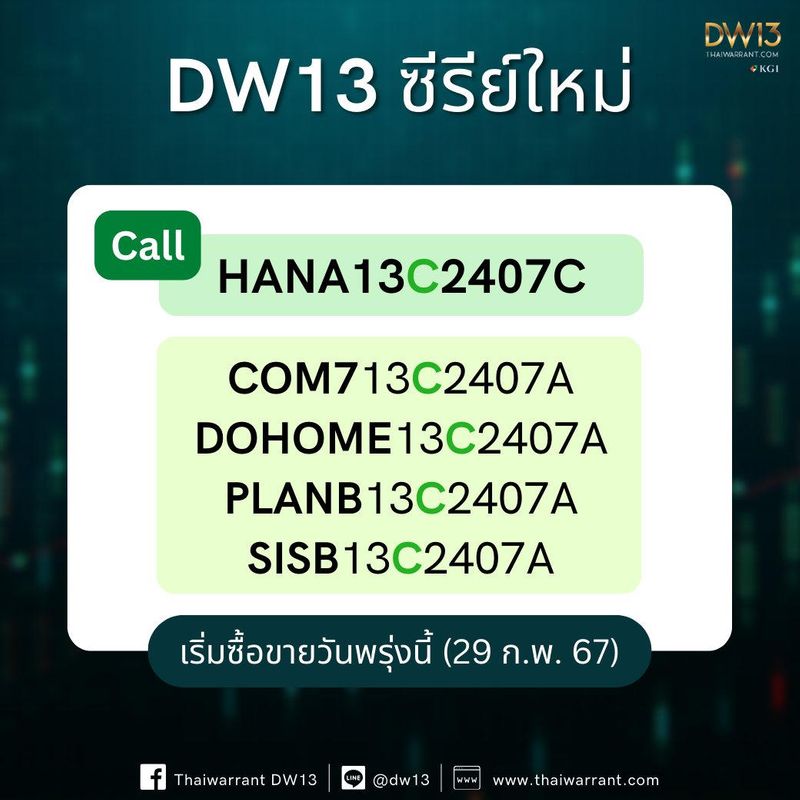 [@Newss] 🆕DW13 ซีรีย์ใหม่ล่าสุด! 💚HANA13C2407C COM713C2407A DOHOME13C2407A PLANB13C2407A ...