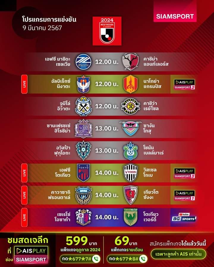 [วอลเลย์บอลที่รัก - Volleyball in Love] เจลีกวันนี้ 9 มีนาคม 2567 ⚽ วันนี้ เจลีก เตะกันเพียบ ดู ...