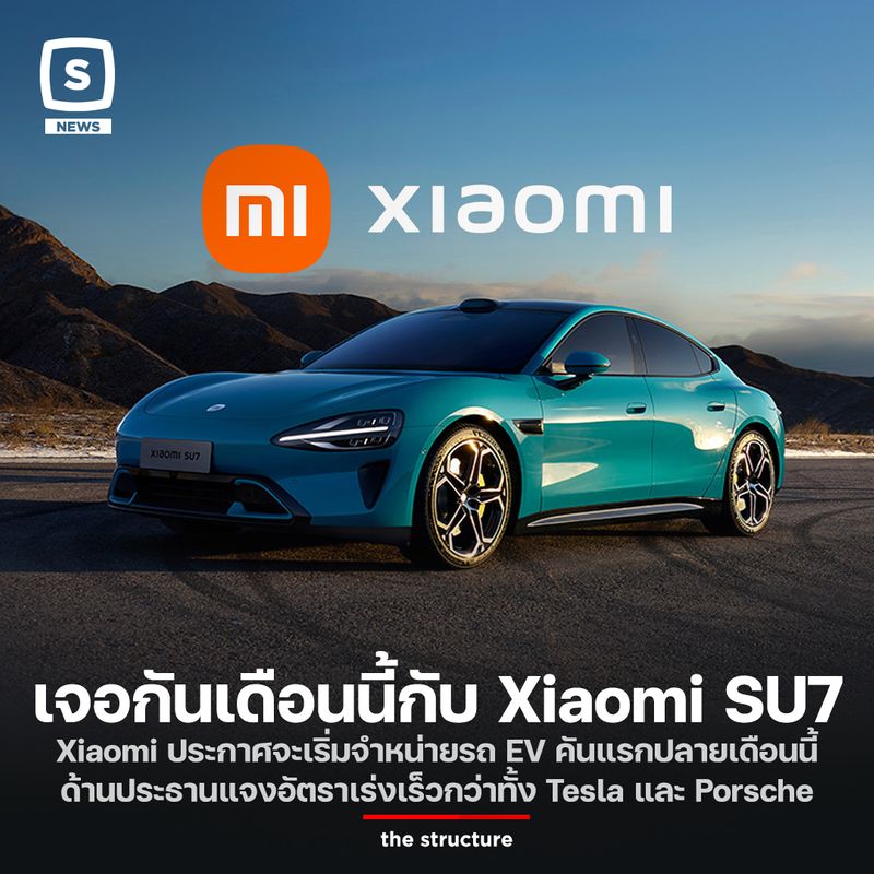 [The Structure] เจอกันเดือนนี้กับ Xiaomi SU7 Xiaomi ประกาศจะเริ่มจำหน่ายรถ EV คันแรกปลายเดือนนี้ ...