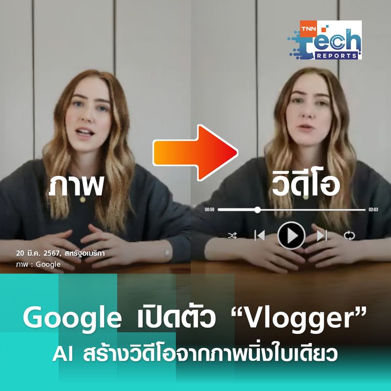 [TNN ONLINE] Google เปิดตัว Vlogger เอไอเปลี่ยนภาพนิ่งเป็นวิดีโอเคลื่อนไหวสมจริง | TNN Tech ...