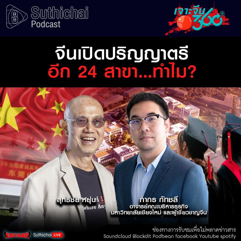 [Suthichai Podcast] Suthichai Podcast จีนเปิดปริญญาตรีอีก 24 สาขา…ทำไม?