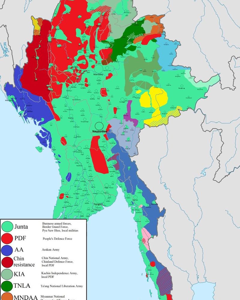 [tree ] สถานการณ์การรุกคืบของชนกลุ่มน้อยและกลุ่มต่อต้านsac การต่อสู้ภาค