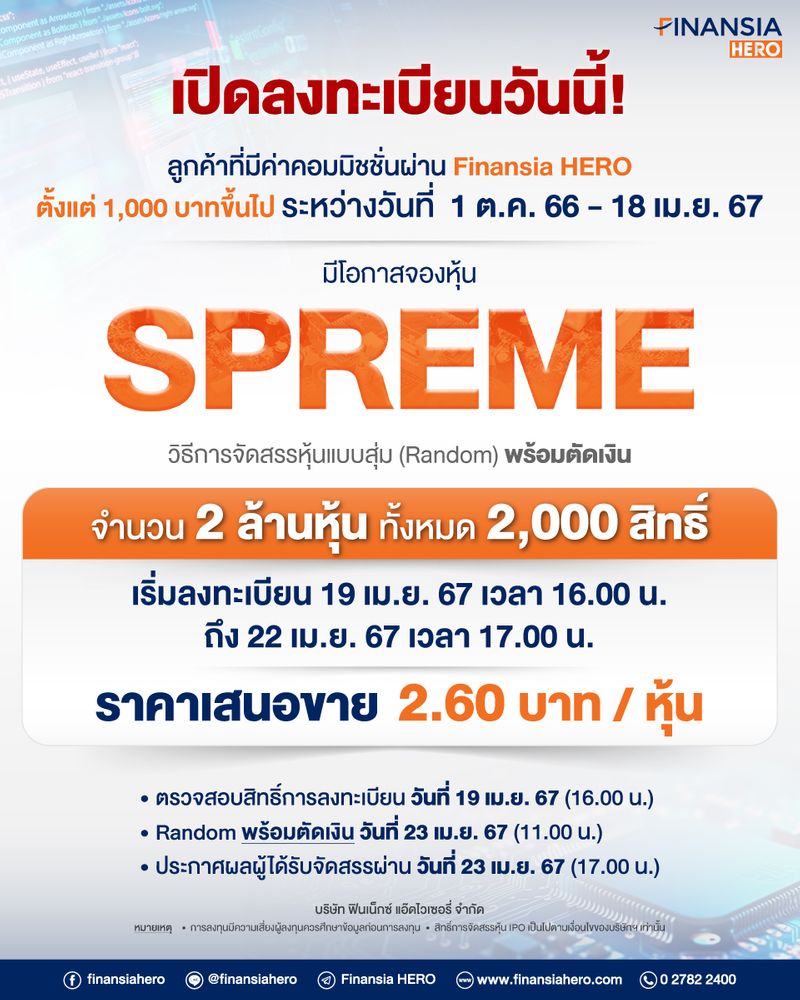 [Finansia HERO] 📣 Finansia เปิดลงทะเบียนจองหุ้น IPO SPREME ตัวล่าสุด ...