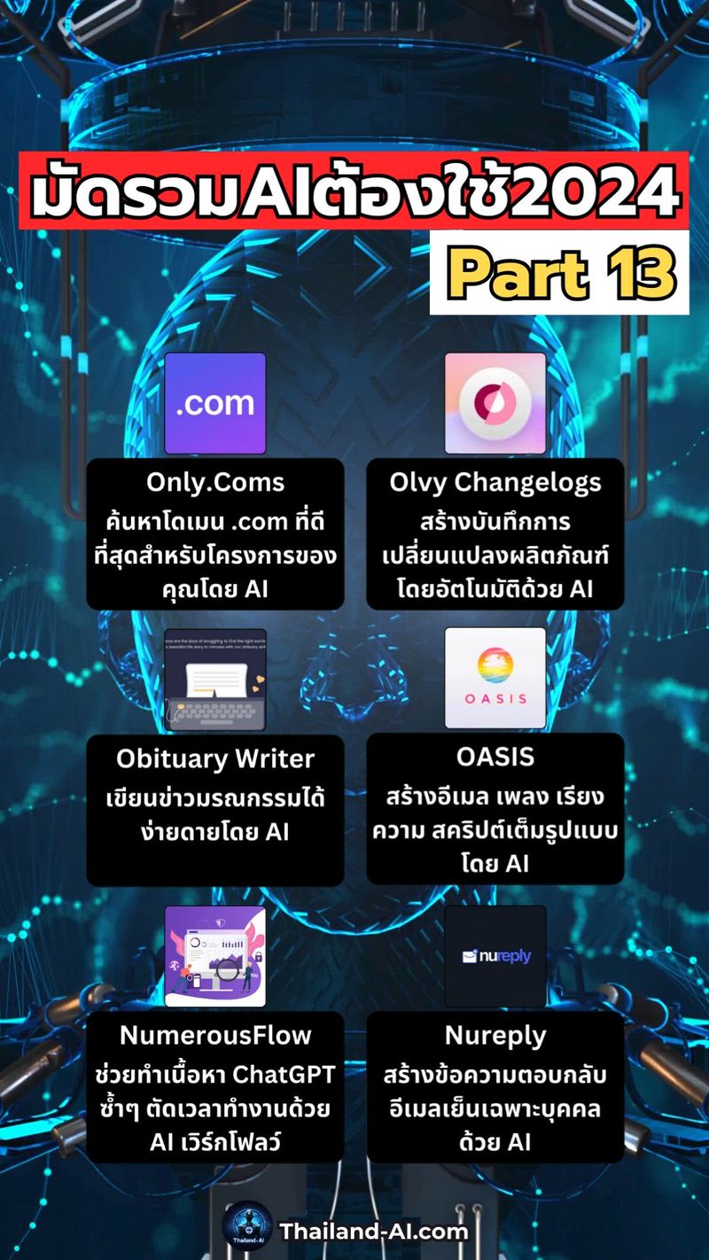 [Thailand-AI.com ] รวม AI น่าใช้ ติดตามเพจเพื่อรับข้อมูลข่าวสาร AI / พัฒนาตัวเอง / การลงทุน ...