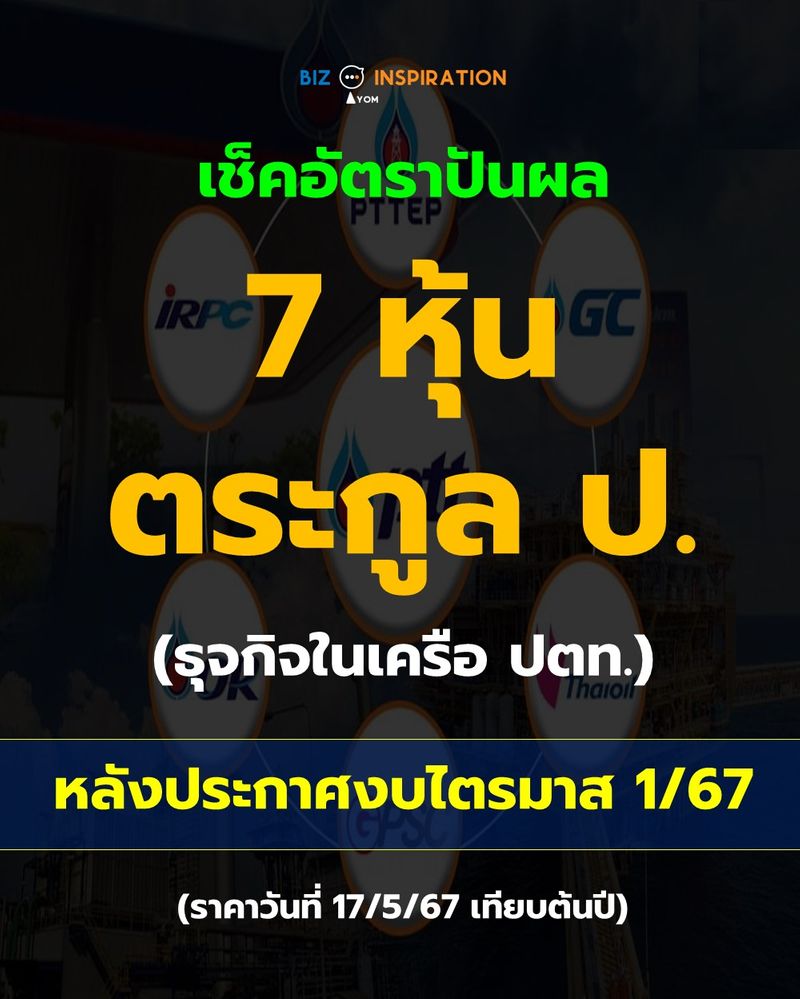 [iYom Biz + Inspiration] เช็คอัตราปันผล 7 หุ้น ตระกูล ป. (ธุจกิจในเครือ ปตท.) หลังประกาศงบไตรมาส ...