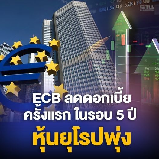 [ฐานเศรษฐกิจ_Thansettakij] ECB ลดดอกเบี้ยครั้งแรกในรอบ 5 ปี สู่ระดับ 3.75% ดันหุ้นยุโรปพุ่งรับ ...