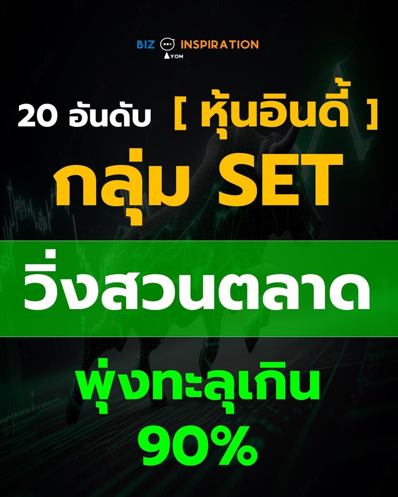 [iYom Biz + Inspiration] 20 อันดับหุ้นอินดี้ กลุ่ม SET วิ่งสวนตลาด [ พุ่งทะลุเกิน 90% ] อย่างที่ ...