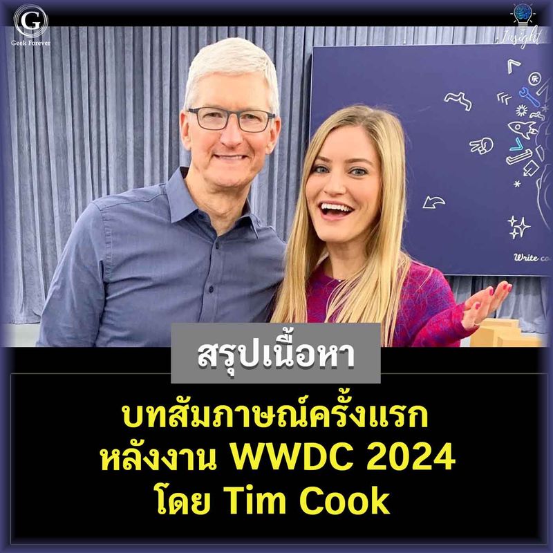 [ด.ดล Blog] สรุปเนื้อหา บทสัมภาษณ์ครั้งแรกหลังงาน WWDC 2024 โดย Tim ...