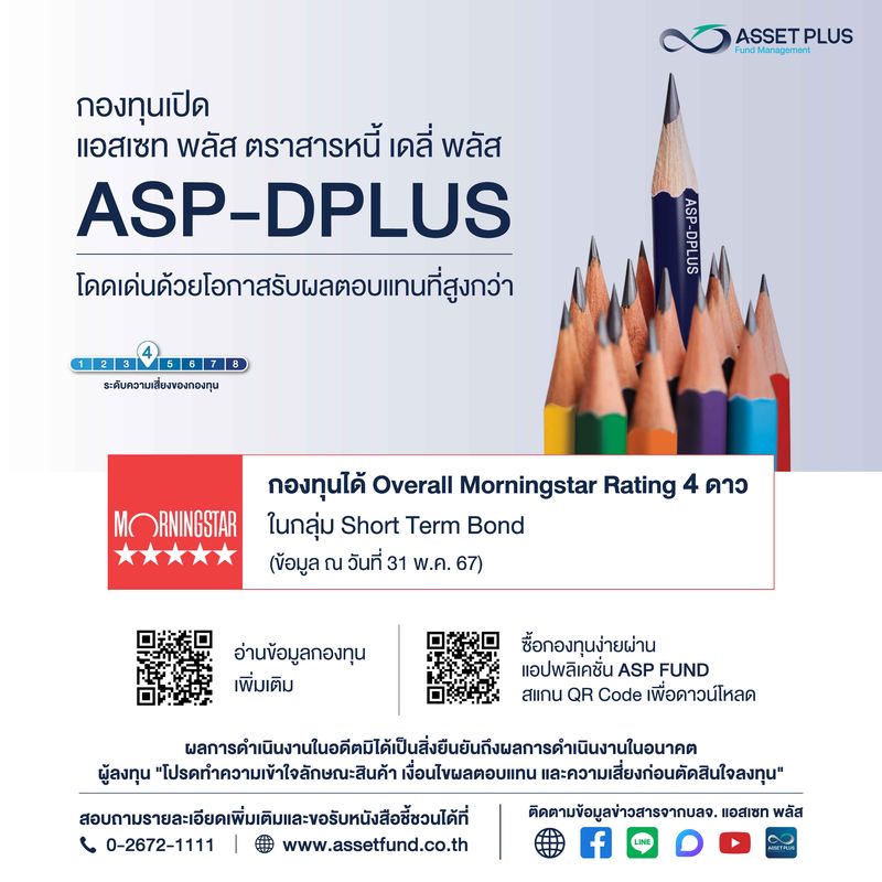 [Asset Plus Fund Management] 📌 📌 กองทุนคุณภาพติดดาว ได้ Morning Star 4 ดาว จาก บลจ. แอสเซทพลัส 📌 ...