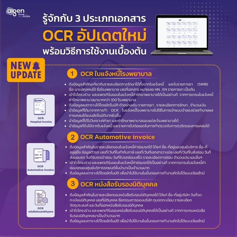 [AI GEN : ไอเจ็น] รู้จักกับ 3 ประเภทเอกสาร OCR อัปเดตใหม่ พร้อมวิธีการใช้งาน อ่านบทความฉบับเต็ม ...