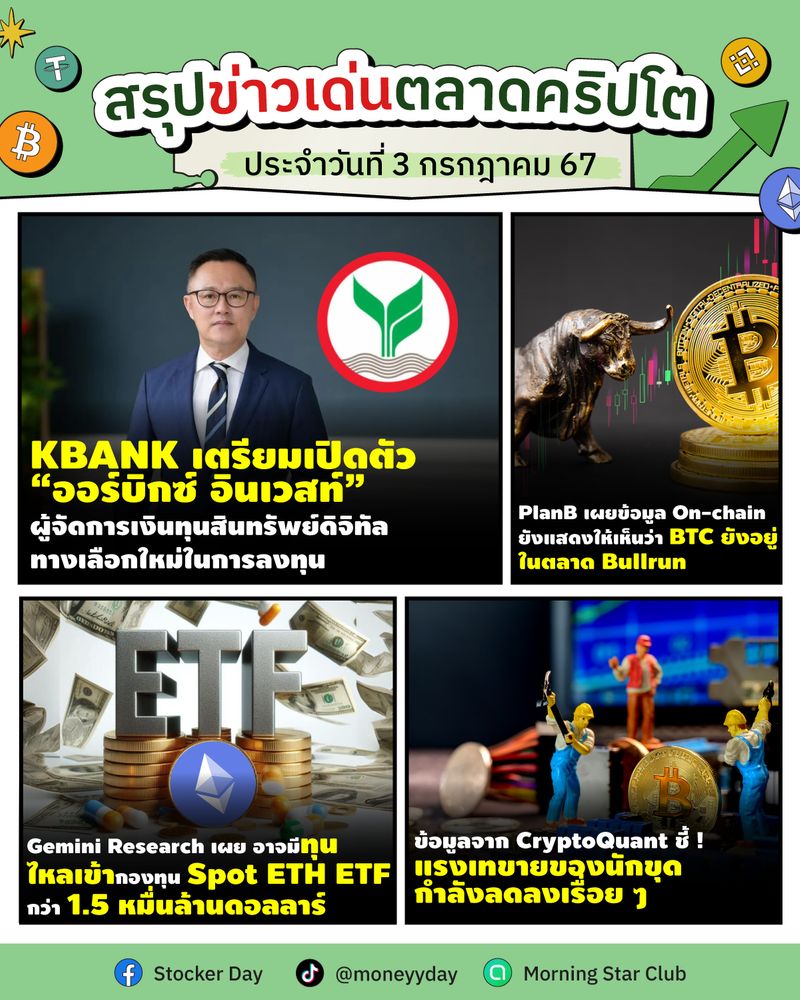[Stocker Day] 🔥สรุปข่าวเด่นตลาดคริปโต 🔥 🗓ประจำวันที่ 3 กรกฎาคม 67 . 🔸 ...
