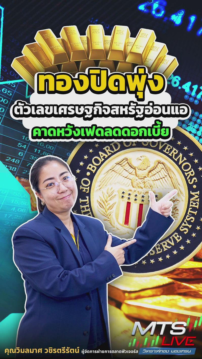 [MTS GOLD GROUP] 🔥ทองปิดพุ่ง ตัวเลขเศรษฐกิจสหรัฐอ่อนแอ คาดหวังเฟดลดดอกเบี้ย 📌 ติดตามรายการเต็ม ...